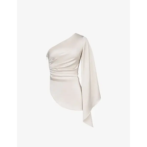 House Of Cb Nicolette One-sleeve Asymmetric Top - Ivory