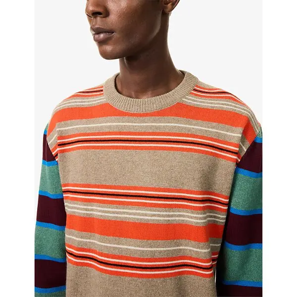 Paul Smith Crewneck Striped Wool-and-cotton Jumper