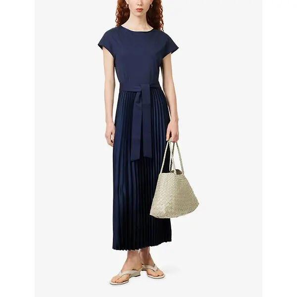 Max Mara Interlock Pleated Jersey Midi Dress