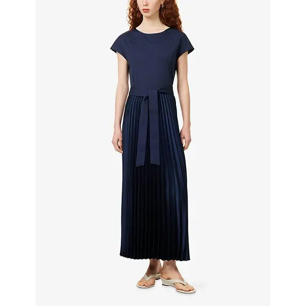 Max Mara Interlock Pleated Jersey Midi Dress