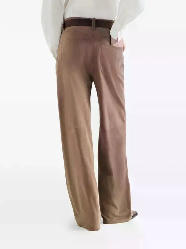 Brunello Cucinelli Suede Baggy Trousers With Monili Embellishment