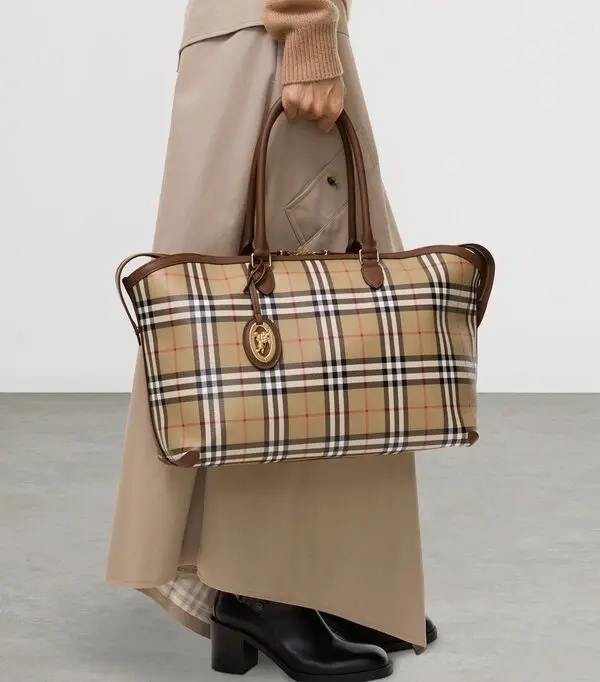 Burberry Medium Check Zipped Tote Bag