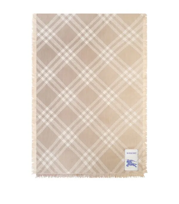 Burberry Wool Silk Gradient Check Scarf - Beige