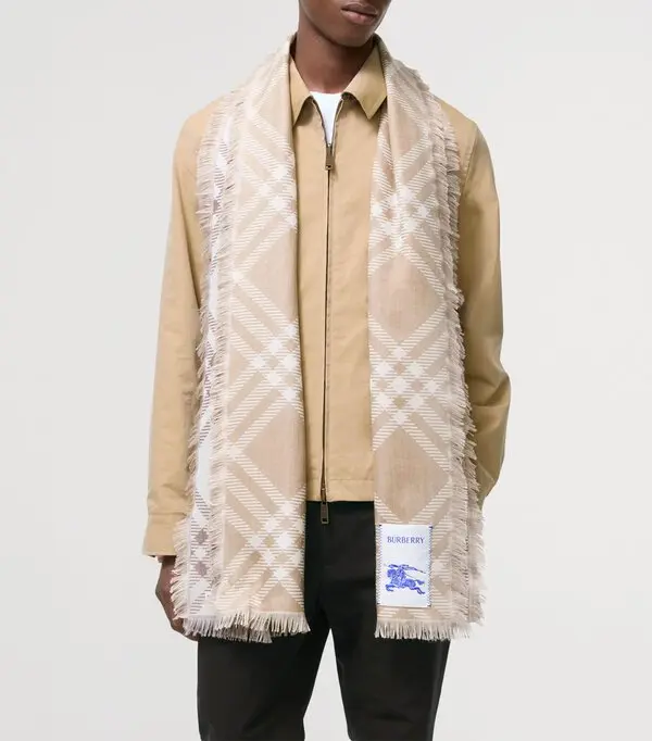 Burberry Wool Silk Gradient Check Scarf
