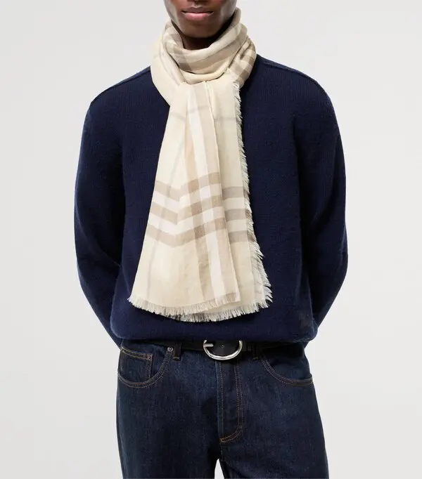 Burberry Wool-silk Reversible Check Scarf