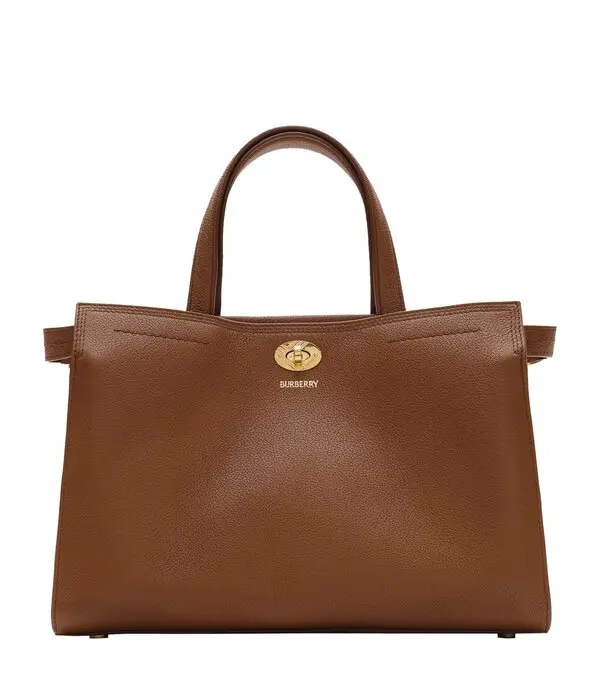 Burberry Small Leather Cotswolds Check Tote Bag - Brown