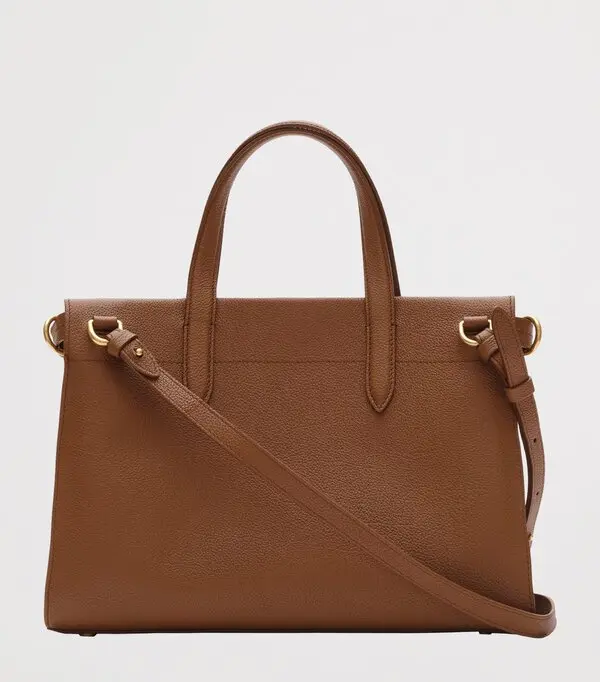 Burberry Small Leather Cotswolds Check Tote Bag