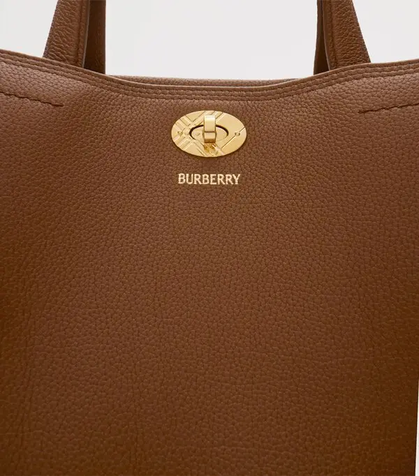 Burberry Small Leather Cotswolds Check Tote Bag