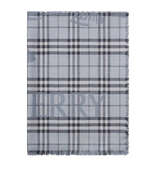 Burberry Wool-silk Knight Check Scarf - Blue