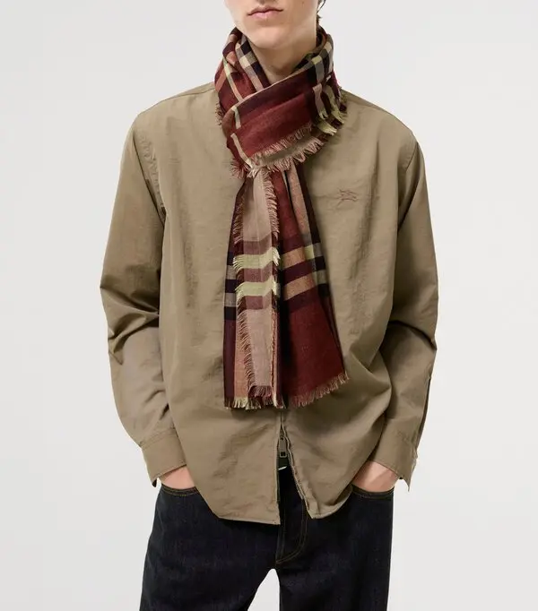 Burberry Wool-silk Reversible Check Scarf