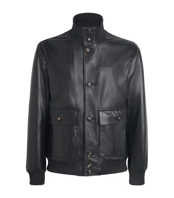 Pal Zileri Lambskin Button-up Bomber Jacket