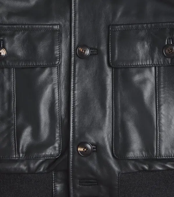 Pal Zileri Lambskin Button-up Bomber Jacket