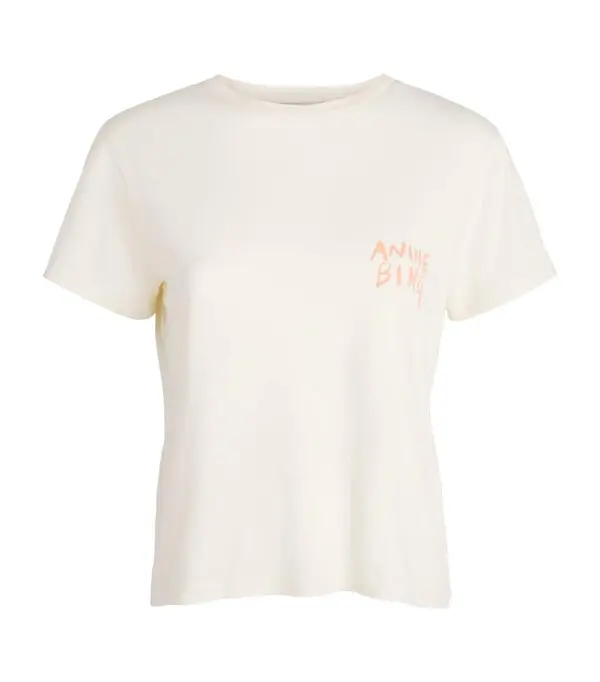 ANINE BING Cotton Logo Shelley T-shirt - Beige