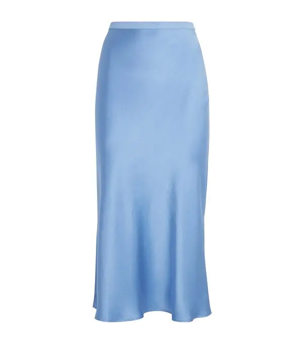 ANINE BING Silk Bar Midi Skirt - Blue