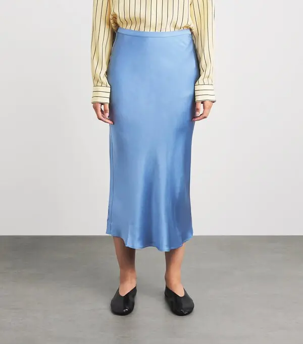 ANINE BING Silk Bar Midi Skirt