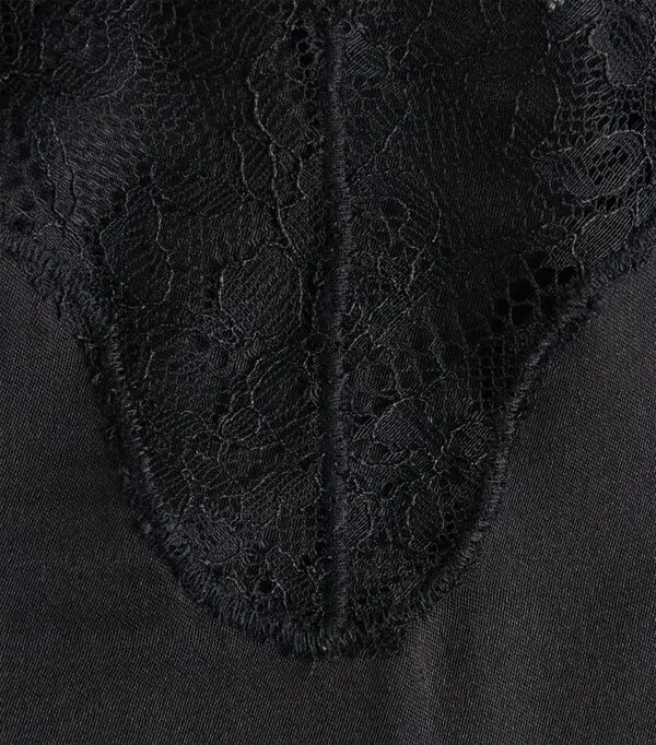 ANINE BING Silk-blend Lace Trim Cami Top - Black