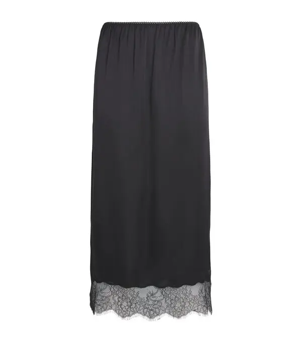 ANINE BING Silk-blend Shelby Midi Skirt - Black