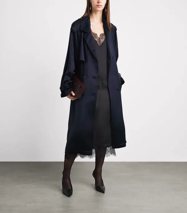 ANINE BING Silk-blend Shelby Midi Skirt