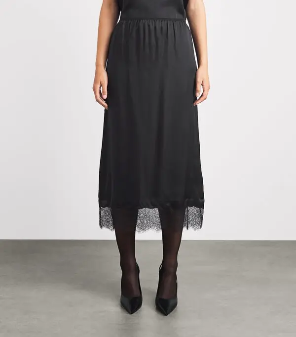 ANINE BING Silk-blend Shelby Midi Skirt