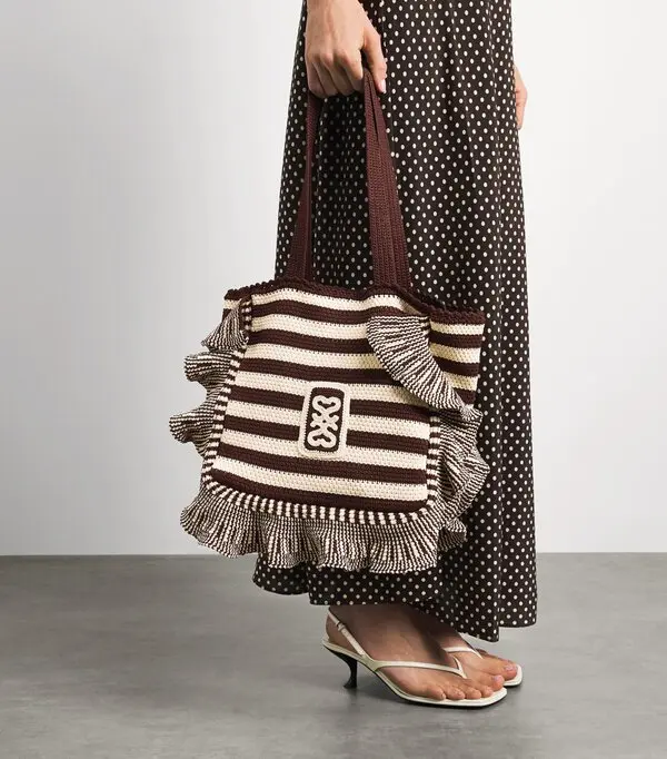 Sandro Crochet Stripe Tote Bag