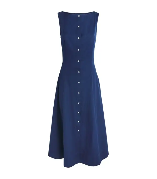 Polo Ralph Lauren Paneled Cotton Midi Dress - Blue