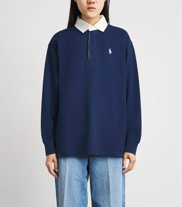 Polo Ralph Lauren Cotton Rugby Shirt With Embroidered Pony Logo