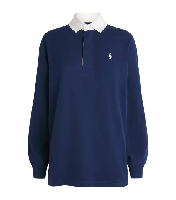 Polo Ralph Lauren Cotton Rugby Shirt With Embroidered Pony Logo - Blue