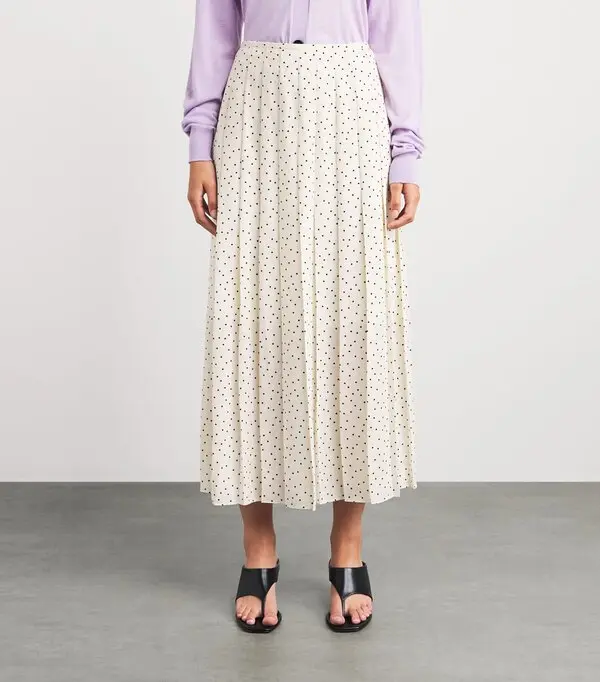 Theory Polka-dot Pleated Midi Skirt