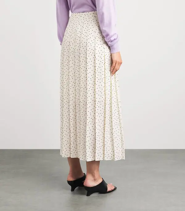 Theory Polka-dot Pleated Midi Skirt