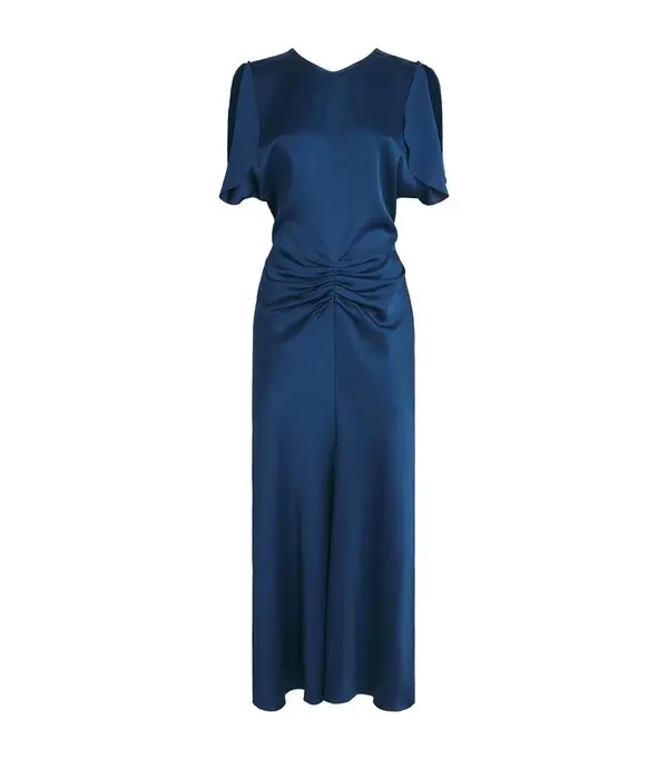 Victoria Beckham Satin Bela Midi Dress - Blue
