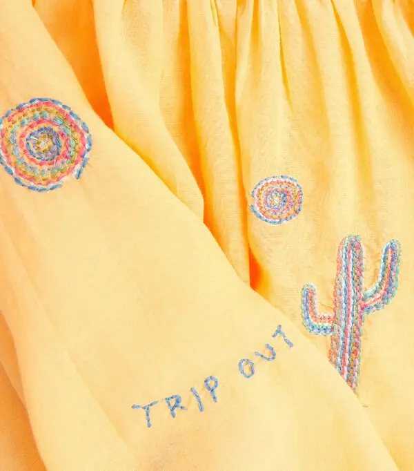 MOTHER Embroidered Yoke Blouse - Yellow