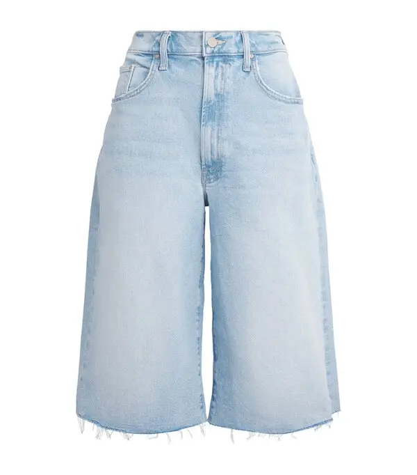 MOTHER The Whole Lot Zip Fray Shorts - Blue