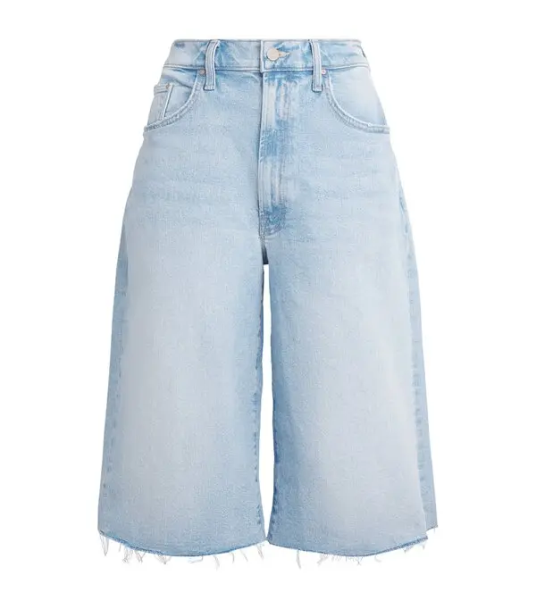MOTHER The Whole Lot Zip Fray Shorts - Blue