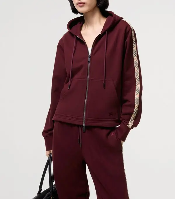 Burberry Cotton Check-trim Zip-up Hoodie