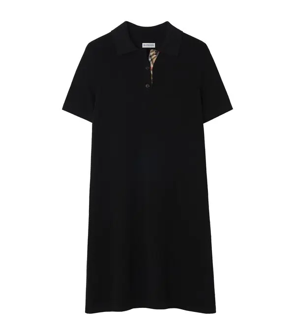 Burberry Cotton Check-taping Polo Shirt Mini Dress - Black