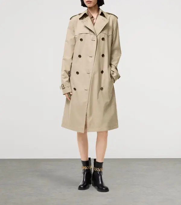 Burberry Tropical Gabardine Foxfield Long Trench Coat - Beige