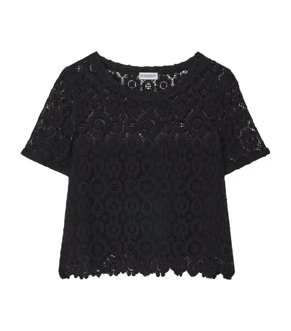 Burberry Lace Floral Blouse - Black
