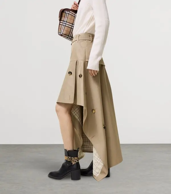 Burberry Asymmetrical Midi Skirt In Gabardine