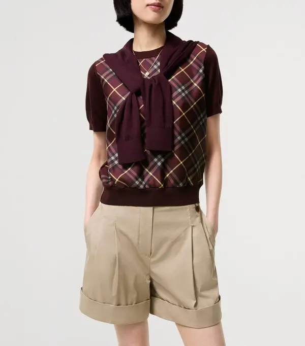 Burberry Wool-silk Check Panel T-shirt
