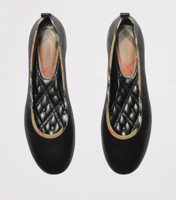 Burberry Leather Check-trim Robin Ballet Flats