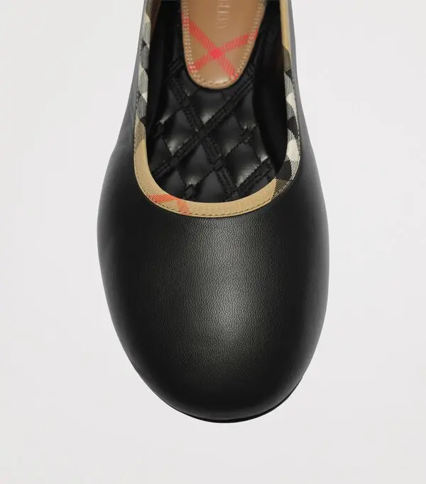 Burberry Leather Check-trim Robin Ballet Flats