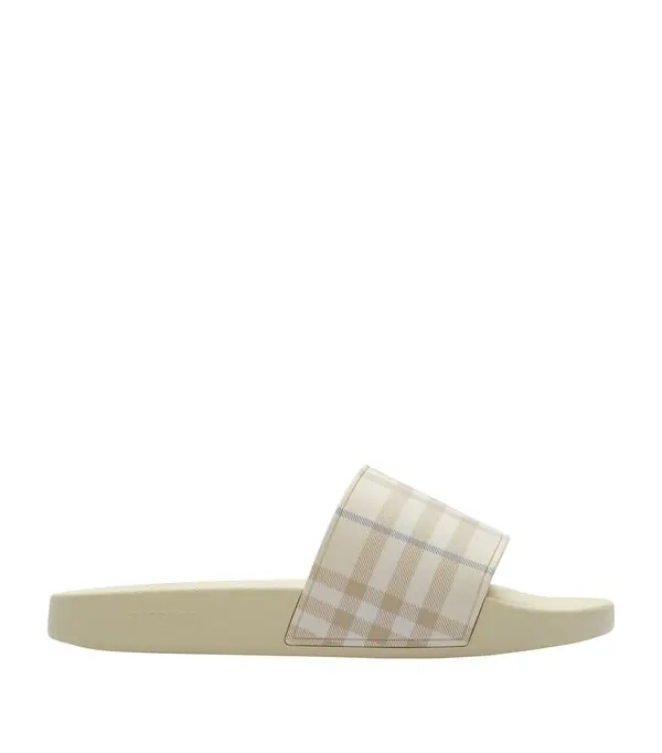 Burberry Check Slides - Beige