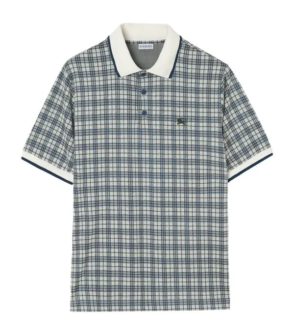 Burberry Check Jacquard Ekd Polo Shirt - Blue