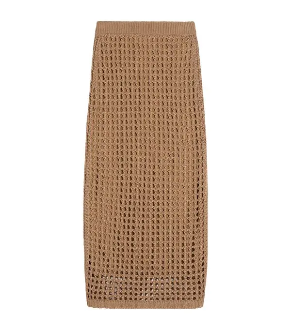 Max Mara Cotton Woven Midi Skirt - Beige