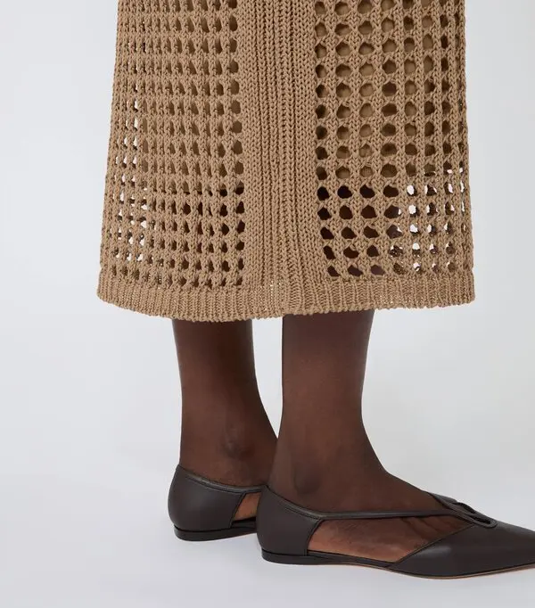 Max Mara Cotton Woven Midi Skirt - Beige