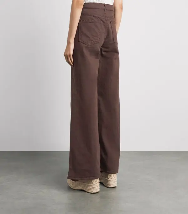 MOTHER The Undercover Wide Leg Jeans - Brown