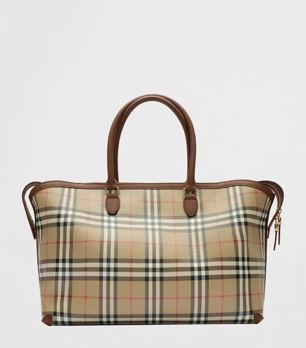 Burberry Medium Check Zipped Tote Bag - Beige