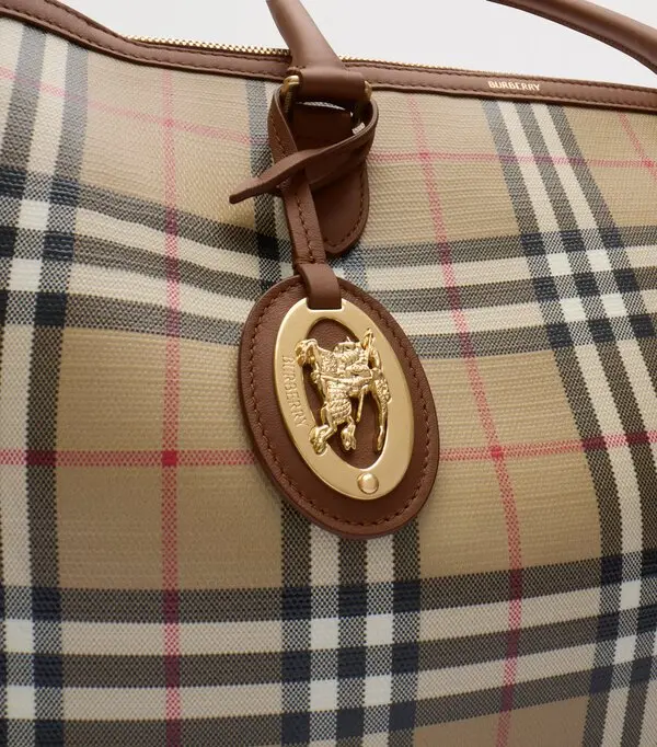 Burberry Medium Check Zipped Tote Bag - Beige