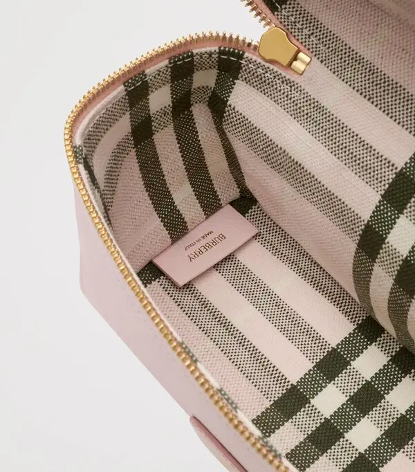 Burberry Bloomsbury Leather Vanity Bag With Gold Tone Knight Stamp - Pink