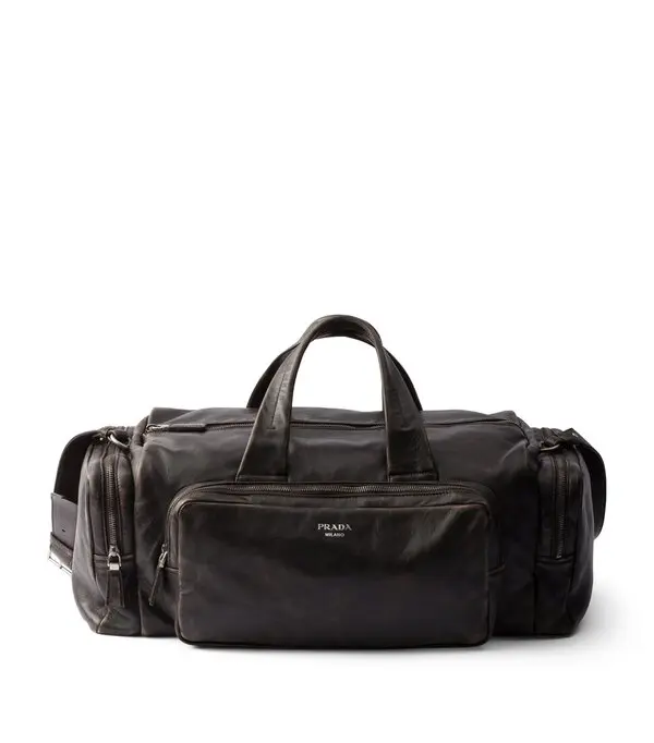 Prada Nappa Lambskin Duffle Bag - Brown